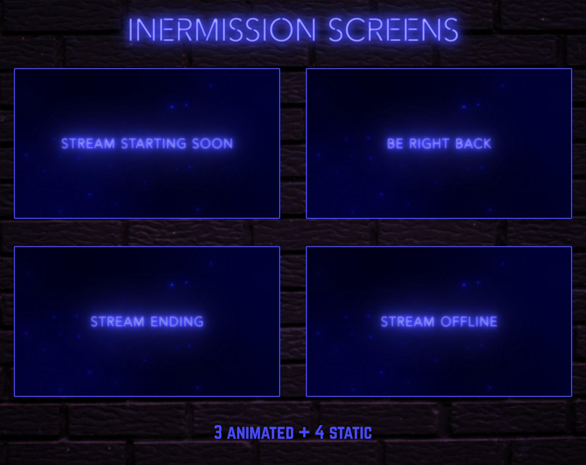 Blue Neon Animated Twitch Stream Overlay Package - Etsy