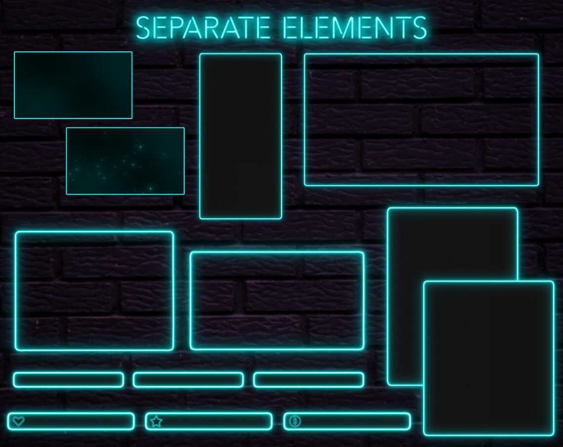 Cyan Neon Twitch Overlay Package Minimal Cyan Color Neon - Etsy