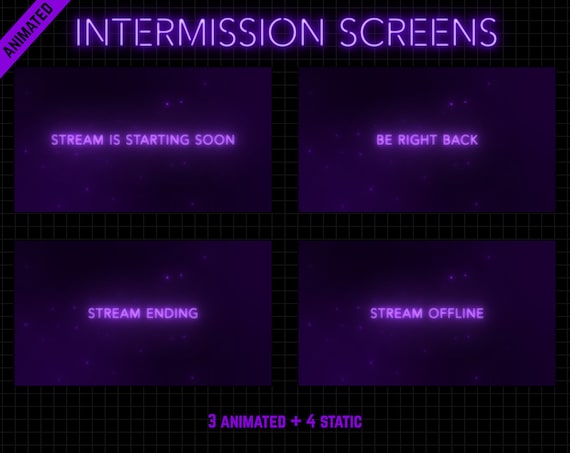 Animated Neon Intermission Screens for Twitch Streaming - Etsy