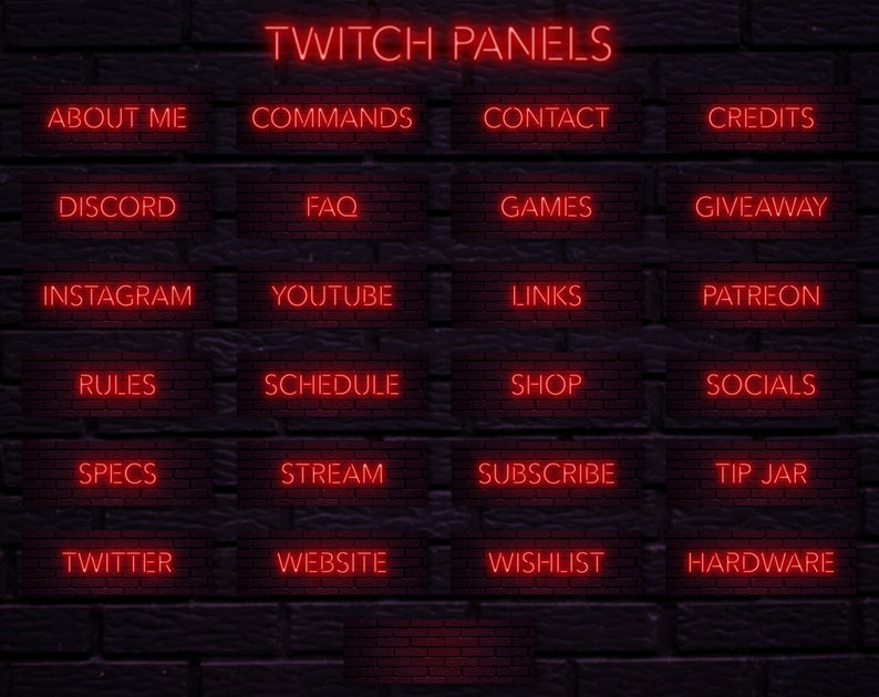 Red Neon - Twitch Overlay Package - Etsy