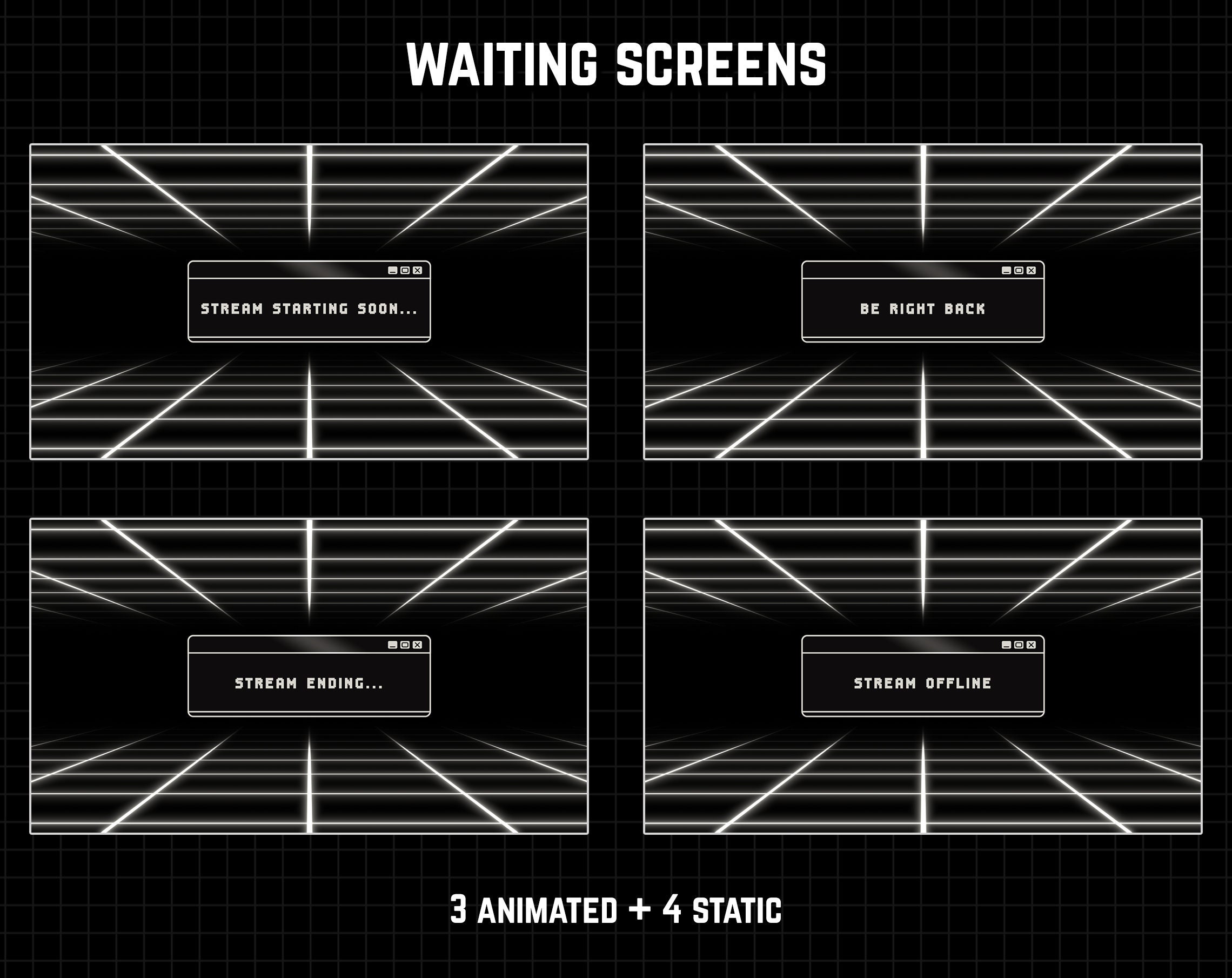 Animated Dark Twitch Overlay Package Minimal Retro 8-bit - Etsy