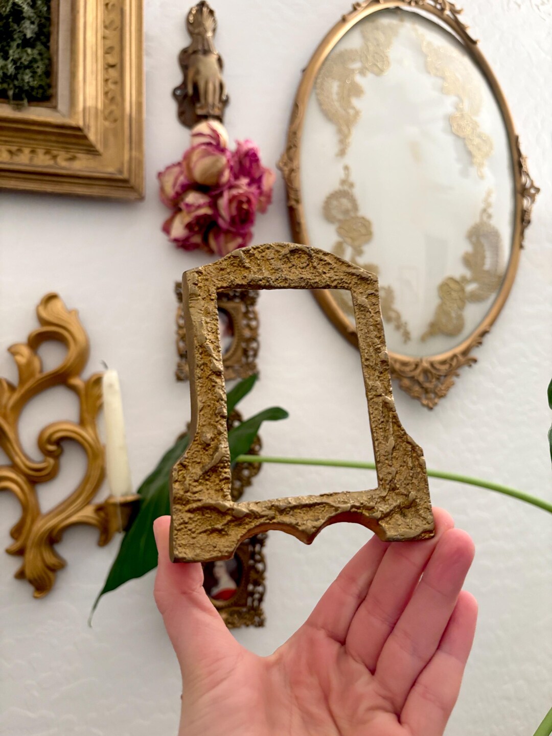 Vintage Gilded Cast Iron Picture Frame - Etsy