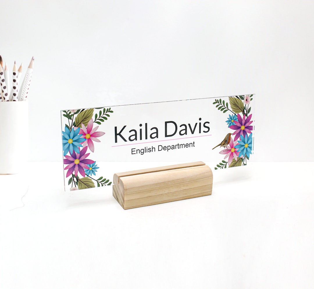 Desk Name Sign, Personalized Desk Name Sign, Acrylic Glass Desk Sign ...