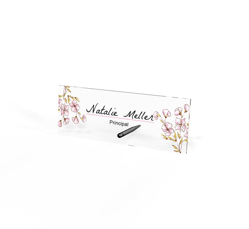 Standing Acrylic Name Plate Clear Script Executive Desk CEO - Etsy