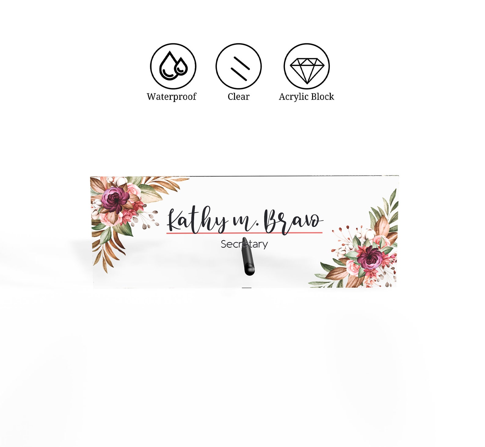 Name Plate Acrylic Business Card Holder Desk Custom Name - Etsy