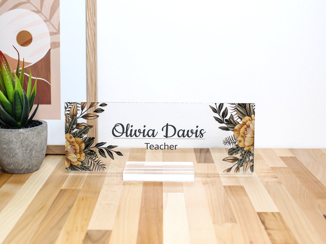 Personalized Flower Name Plate for Desk Custom Office Decor Nameplate ...
