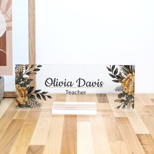 Personalized Flower Name Plate for Desk Custom Office Decor Nameplate ...