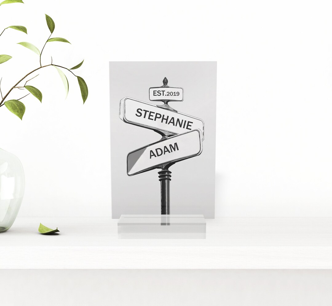 Fiance Gift for Him, Engagement Street Sign Acrylic With Couple Names ...