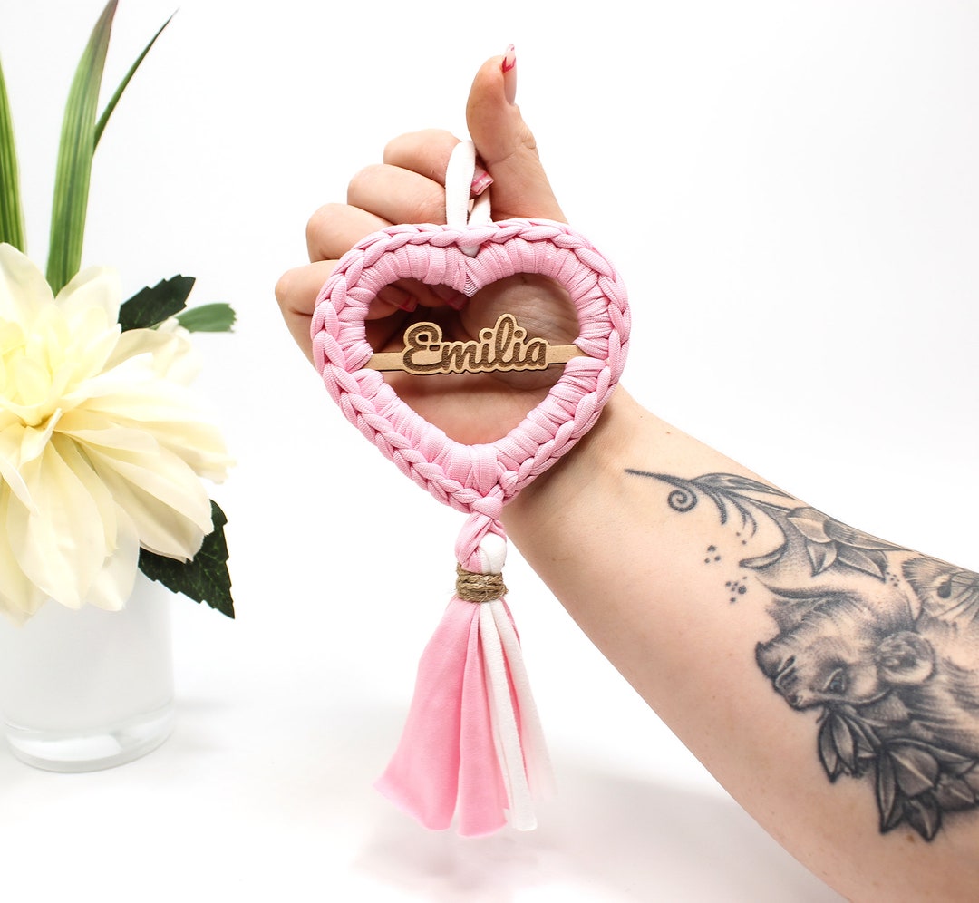 Personalized Heart Keychain / Crochet Heart / Crochet Keychain ...
