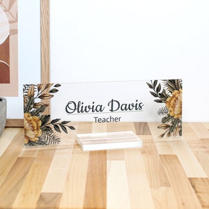 Personalized Flower Name Plate for Desk Custom Office Decor Nameplate ...