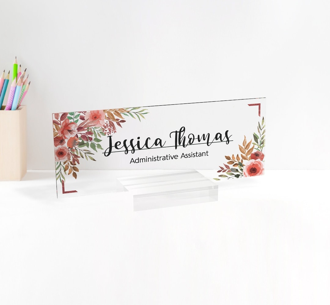 Desk Plaque Name Plate for Desk, Personalized Acrylic Gift Custom ...