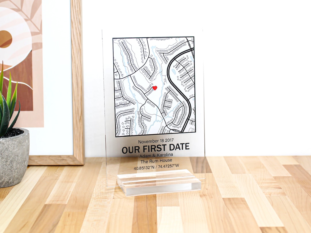 Custom Map Plaque Where We Met Wedding Anniversary Our First Date Map ...