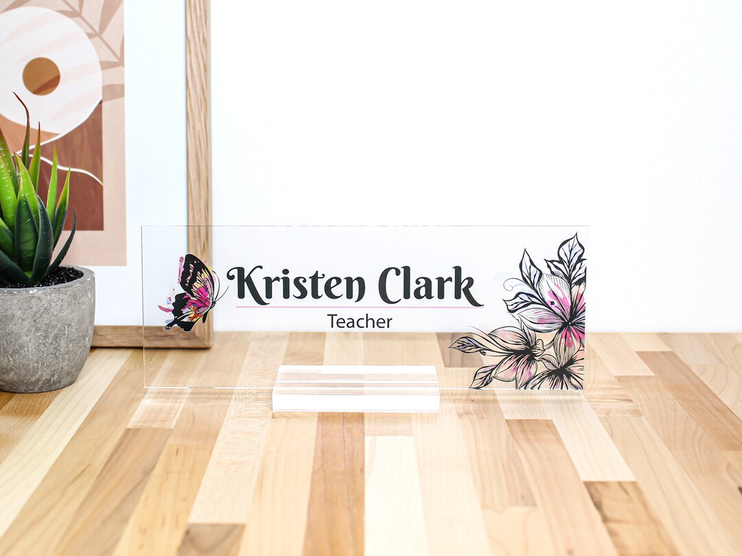Personalized Name Plate for Desk With Wood Stand Office Decor Executive ...