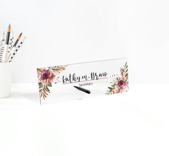 Name Plate Acrylic Business Card Holder Desk Custom Name - Etsy