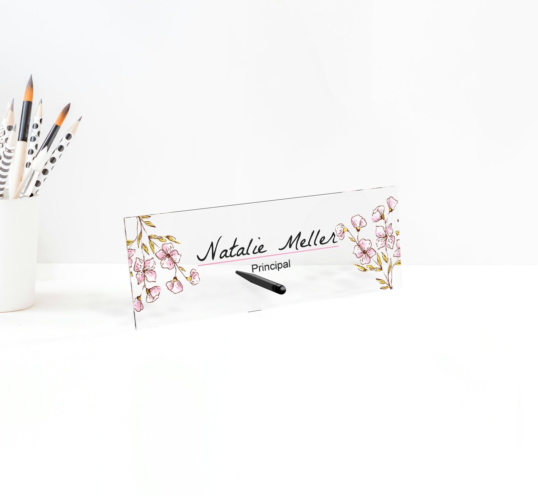 Standing Acrylic Name Plate Clear Script Executive Desk CEO - Etsy