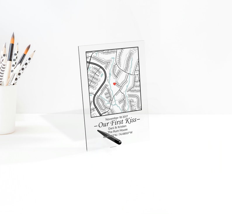 Personalized Acrylic Map Our First Date With Desktop Table - Etsy