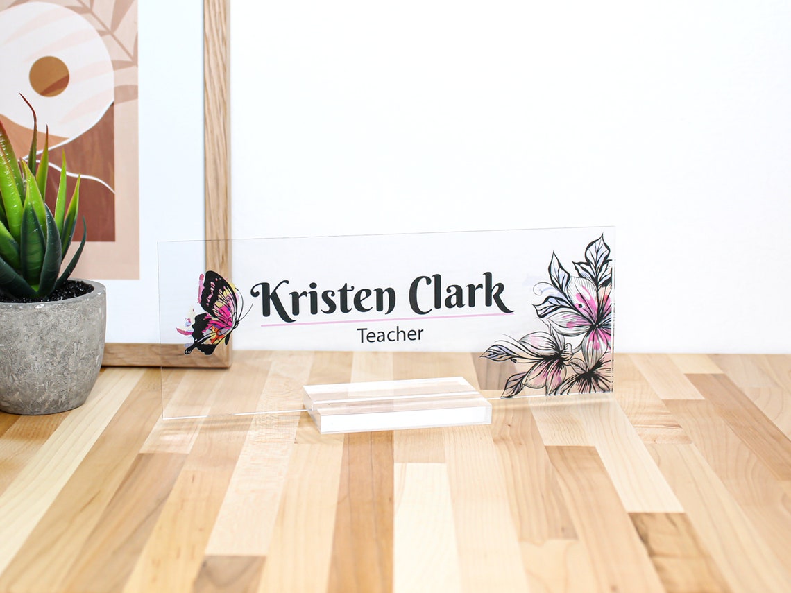 Personalized Name Plate for Desk With Wood Stand Office - Etsy