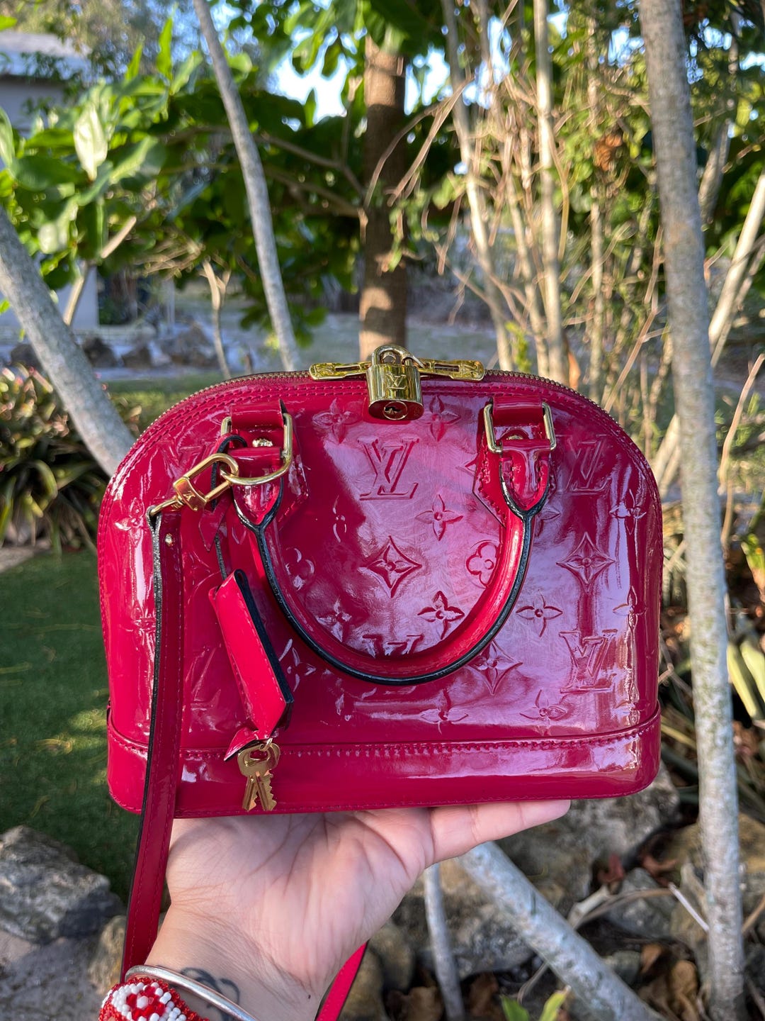 Authentic Louis Vuitton LV Hand Bag M91771 Alma BB Pink Vernis - Etsy