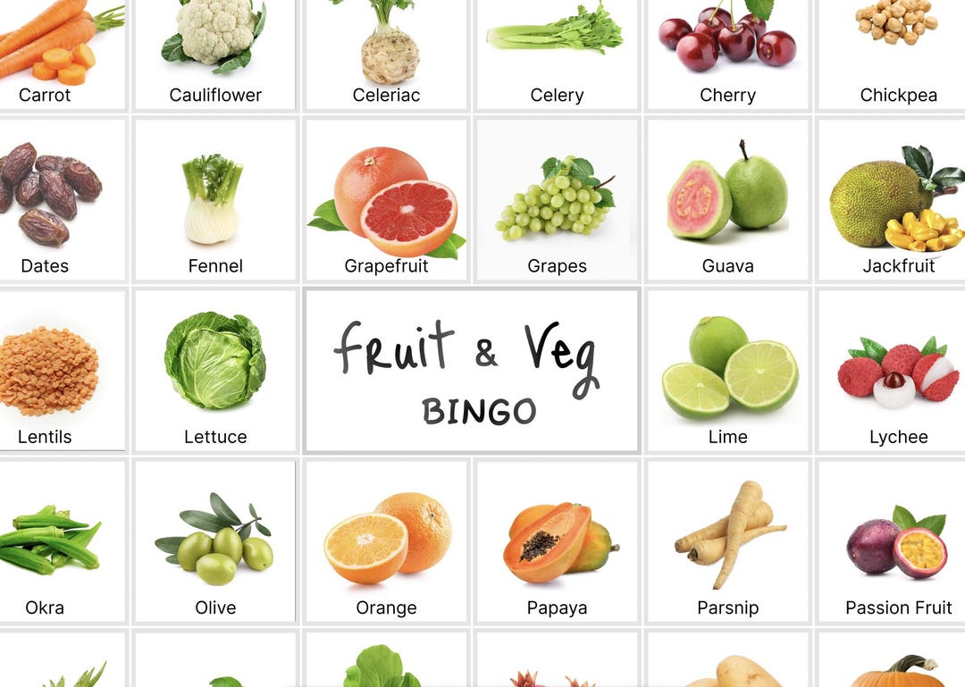 Fruit & Veg Bingo Board for a Balanced Diet - Etsy