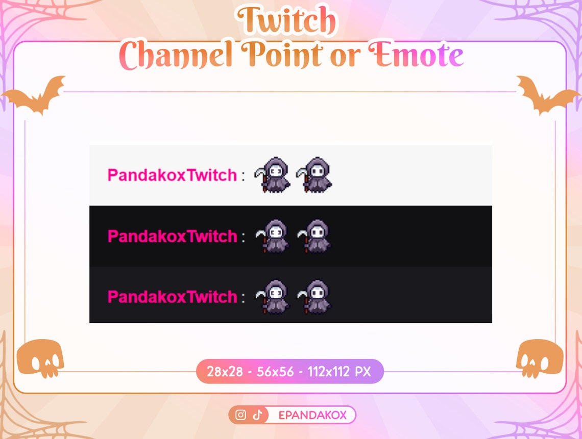 Pixel Grim Reaper Twitch Emote, Horror Skeleton, Reaper Channel Point ...