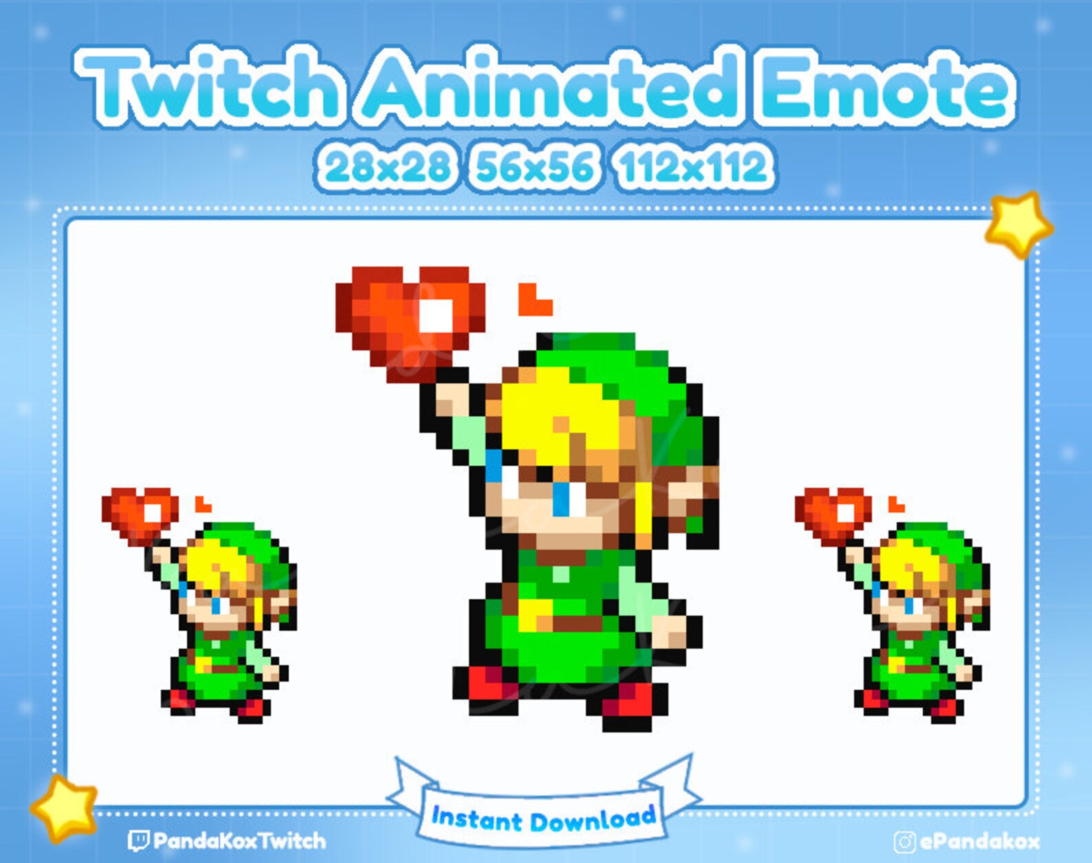 Zelda Heart Animated Emote for Twitch Pixel Heart Emote Love - Etsy