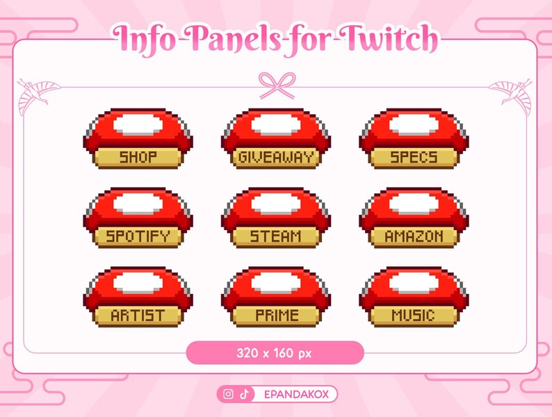 Mario Bros Retro Info Panels, Information Panels, Pixel Twitch Panels ...