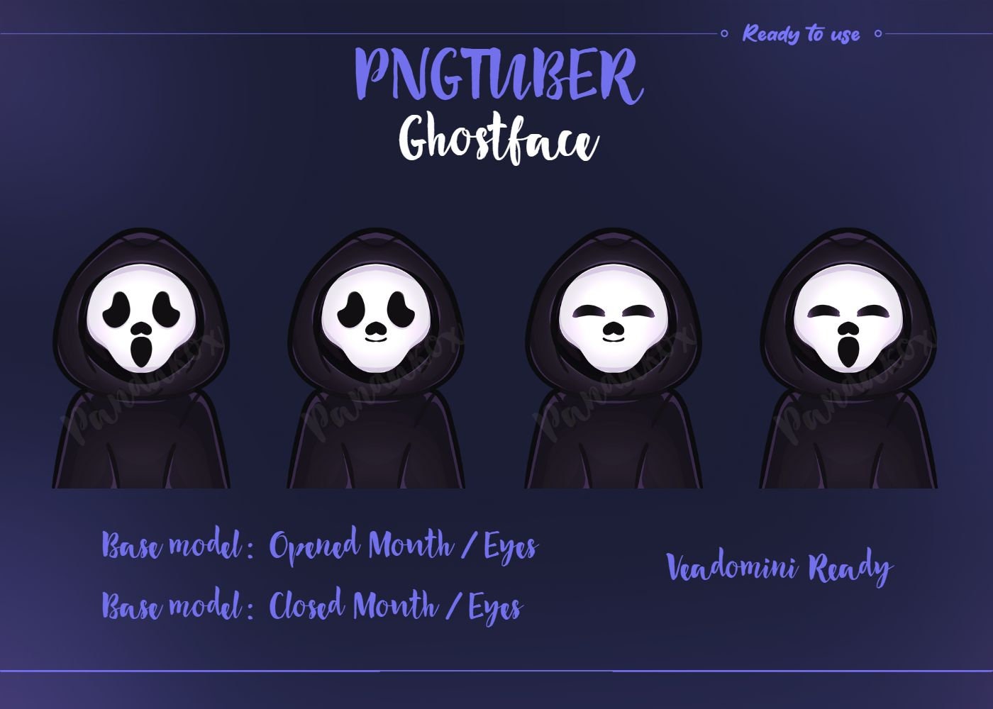 Ghostface Pngtuber Model for Twitch Streaming Mascot Mascot - Etsy UK