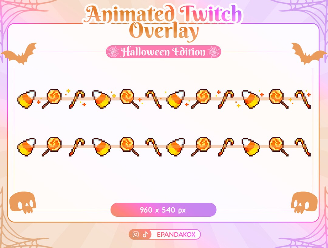 Halloween Animated Overlay Border, Streaming Overlay, Pixel Animated ...