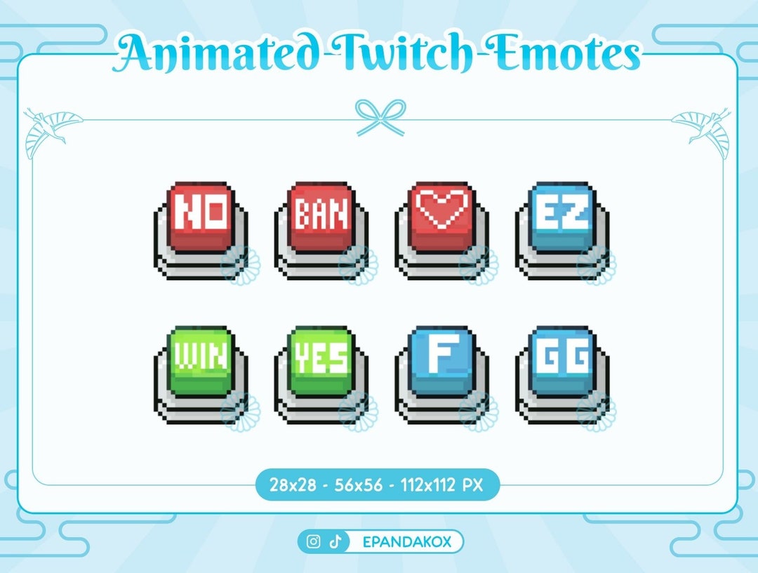Animated Pixel Button Emotes for Twitch, Animated Key Emotes, Pixel ...