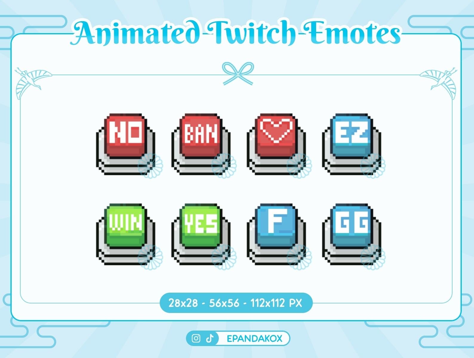 Animated Pixel Button Emotes for Twitch, Animated Key Emotes, Pixel ...