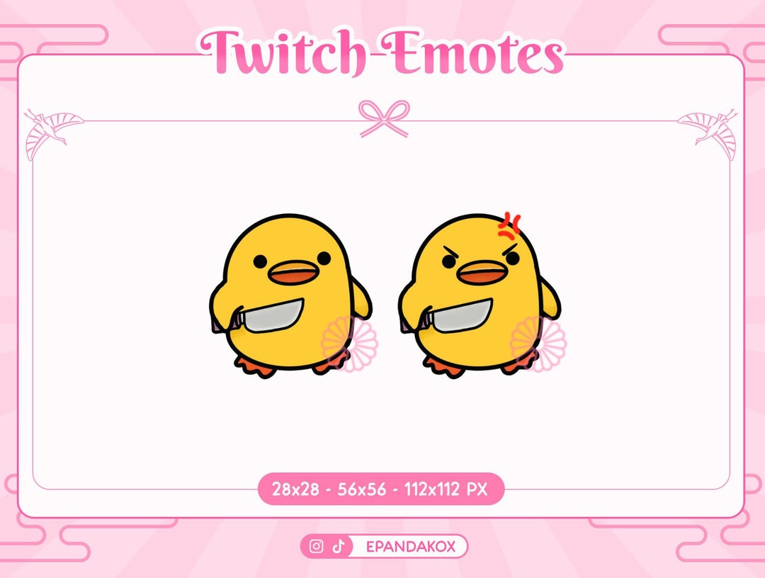 Angry Duck Emote With Knife for Twitch, Killer Duck Emote, Kawaii Emote ...