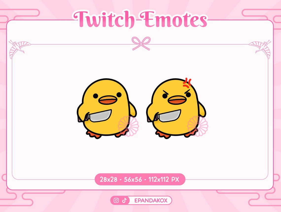 Angry Duck Emote With Knife for Twitch, Killer Duck Emote, Kawaii Emote ...