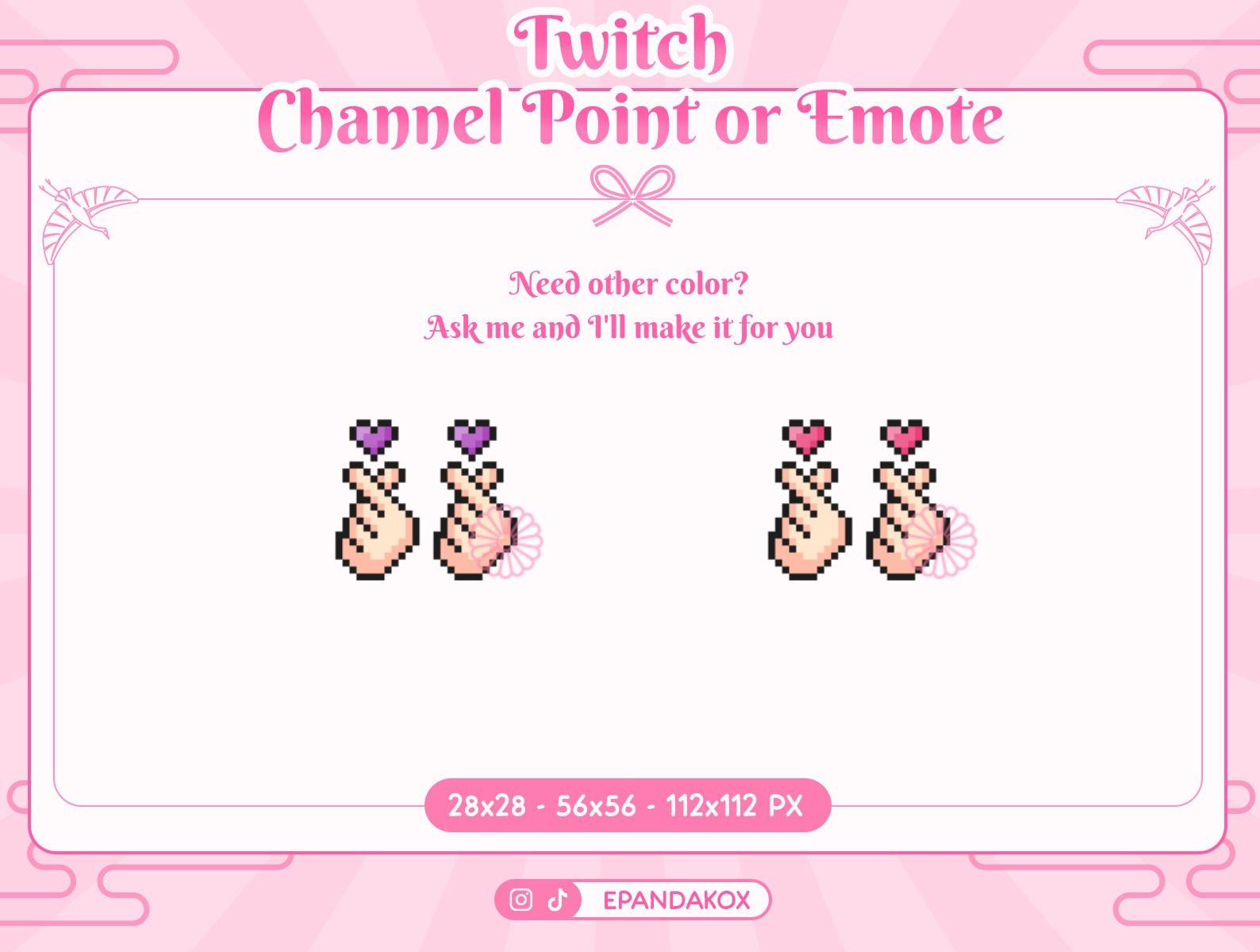 Pixel Korean Heart Emote for Twitch, Thank You Emote, Heart Emotes ...