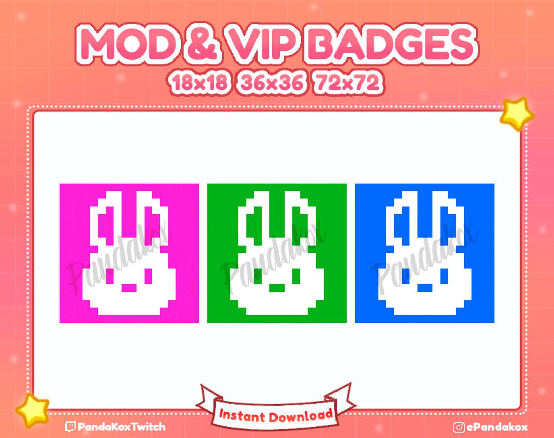 Twitch Moderator Bunny Badge Twitch VIP Badges Twitch Animal - Etsy