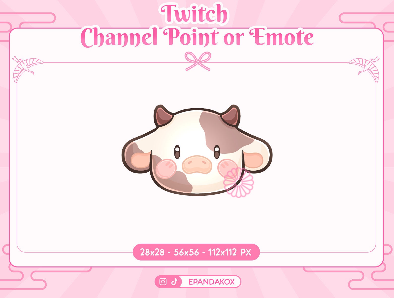 Cute Cow Emote for Twitch, Kawaii Cow Channel Point, Cow Emote for ...