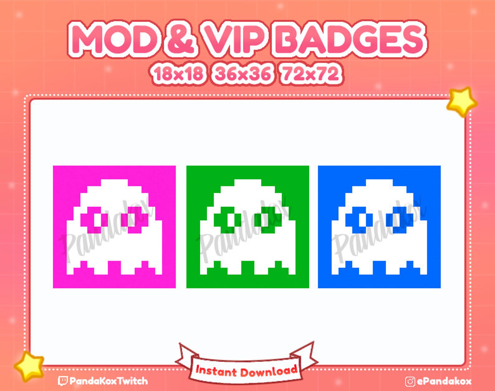 Ghost Mod and VIP Sub Badge for Twitch Twitch VIP Badges - Etsy