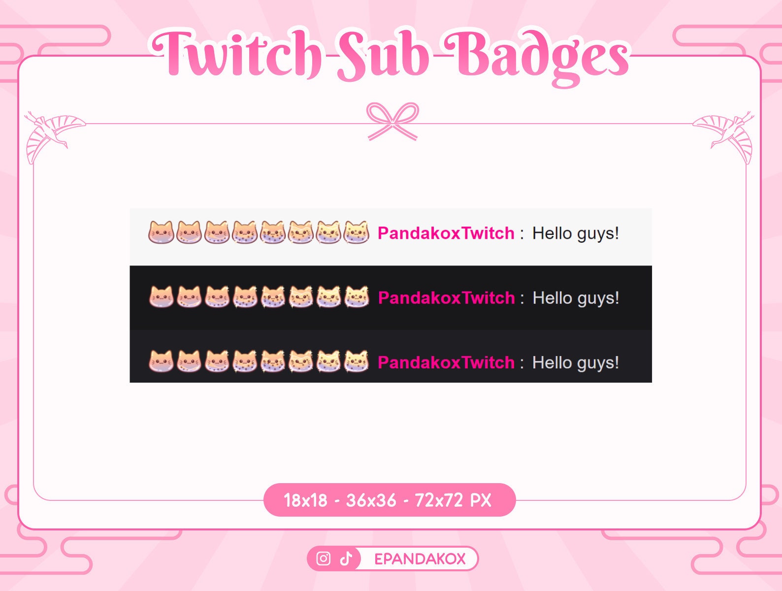 Bubble Tea Cat Sub Badges Twitch, Cat Sub Badges, Cute Cat Badges ...