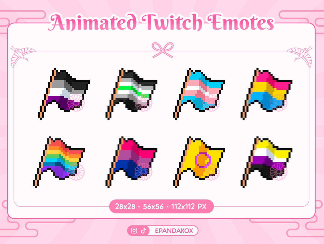 Pride flag Animated Emote Pack for Twitch, LGBTQ Animated Emotes Bundle ...