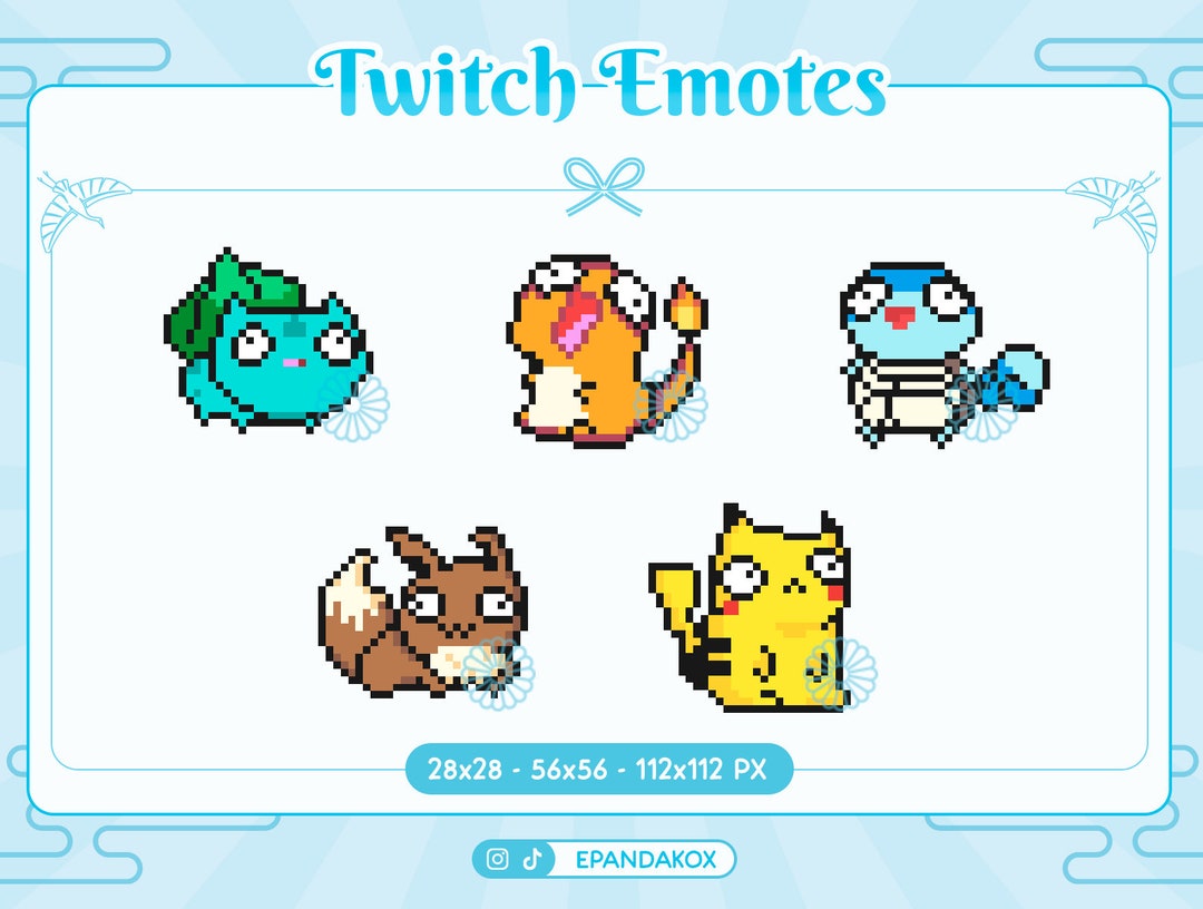 Pokemon Pixel Emotes for Twitch, Pokemon 8 Bit Emotes, Eevee Emotes ...