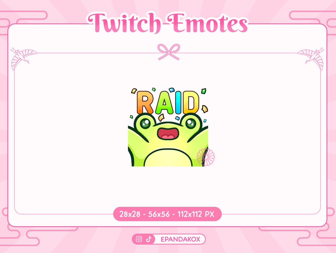 RAID Frog Emote for Twitch, Frog Emotes, Expression Emotes, Kawaii Frog ...
