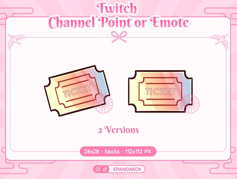 Ticket Channel Points for Twitch, Ticket Emotes, Movie Ticket, Ticket ...