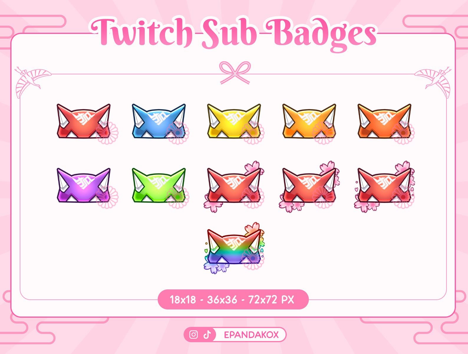 Kiriko Mask Sub Badges, Japanese Twitch Badges, Overwatch 2 Kirimo ...
