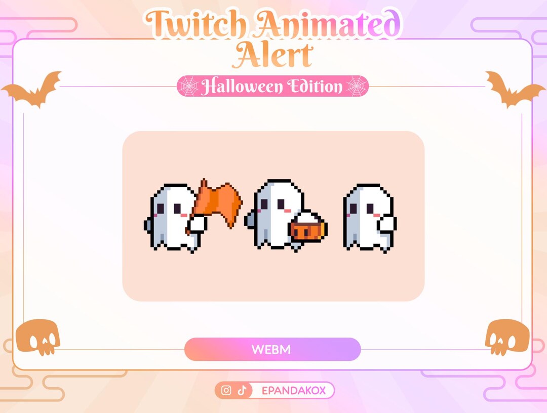 Pixel Halloween Ghost Animated Twitch Raid Alert, Cute Pet Raid Stream ...