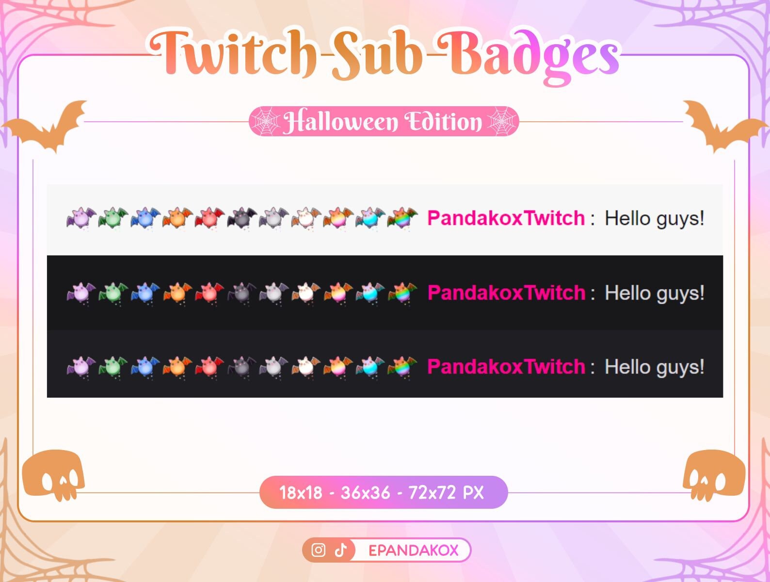 Halloween Bat Sub Badges for Twitch, Bat Badges for Twitch, Halloween ...