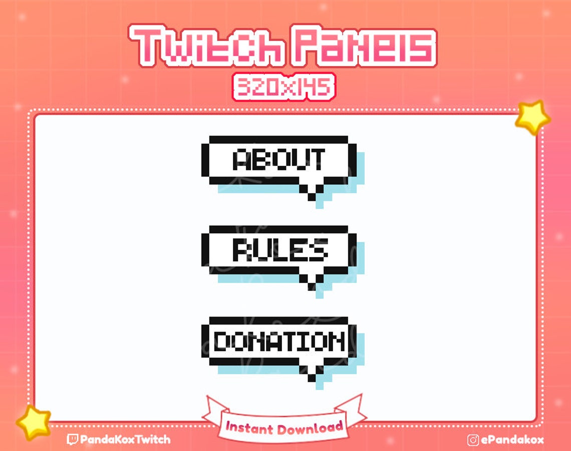 Retro Information Panels, 8 Bit Panels, Twitch Pixel Panels, Twitch ...
