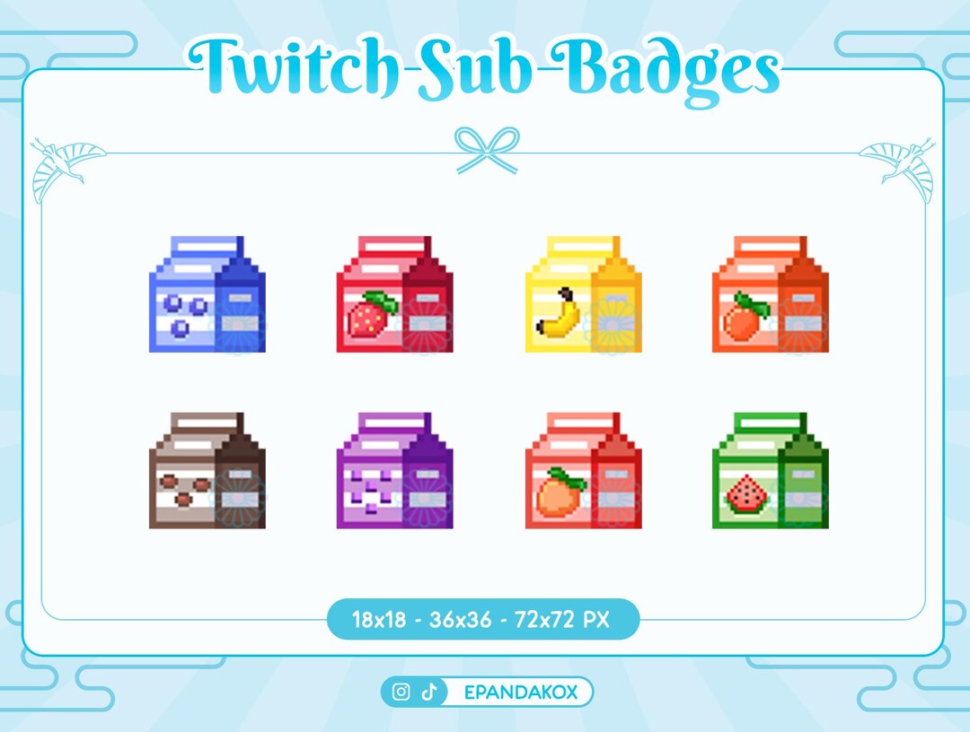 Pixel Milkshake Sub Badges for Twitch, Pixel Art Badges, Pixel Drink ...