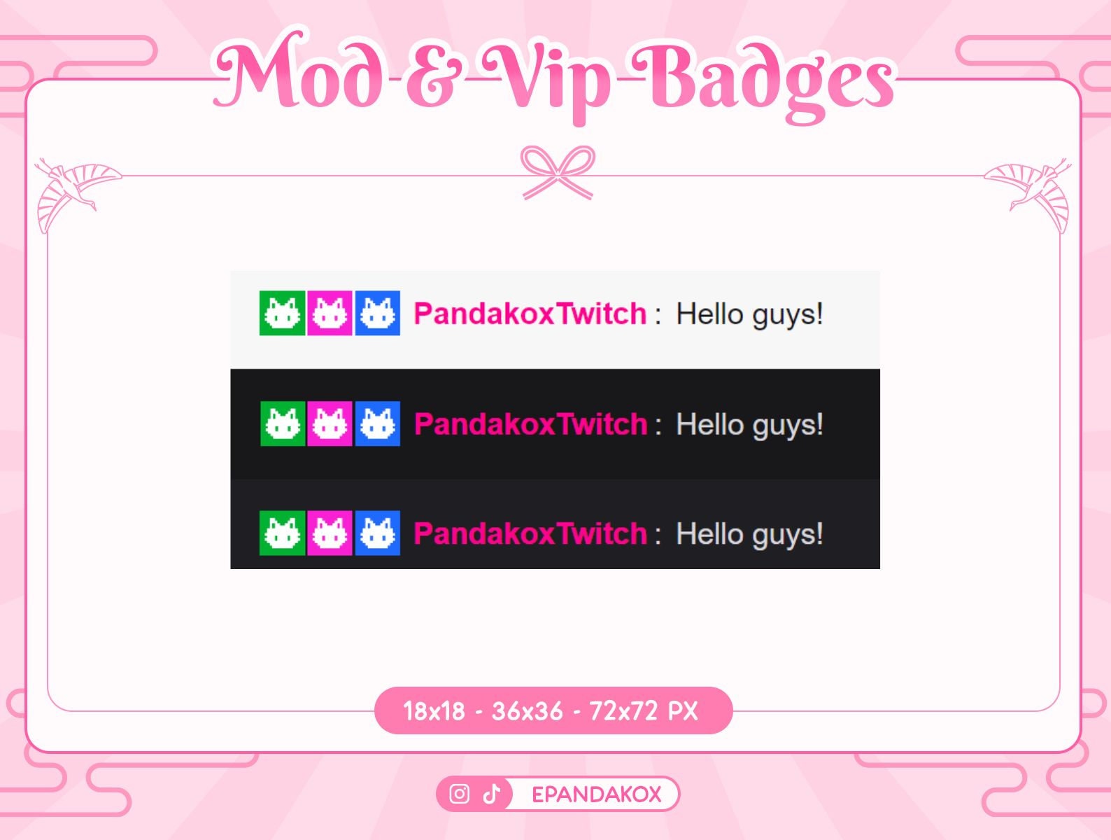 Cat Mod and Vip Sub Badges, Twitch VIP Badges, Twitch Animal Badges ...