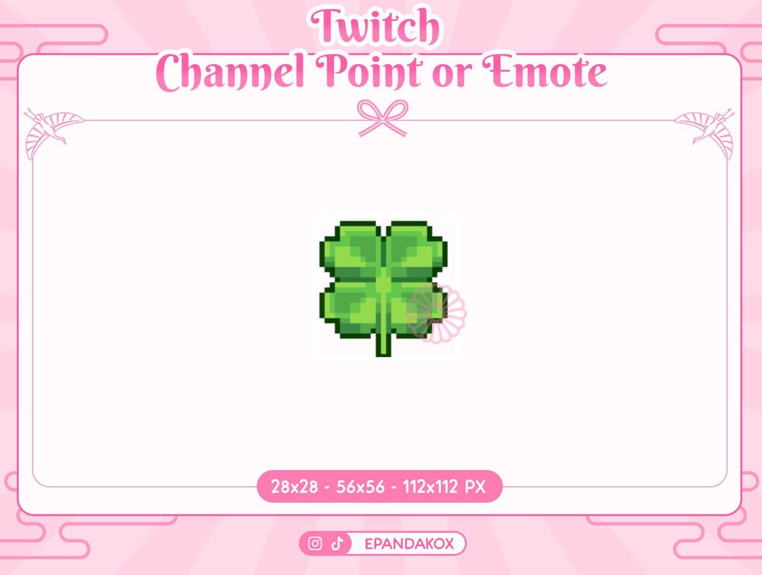 Pixel Four-leaf Clover Channel Points for Twitch, Shamrock Pixel Emote ...