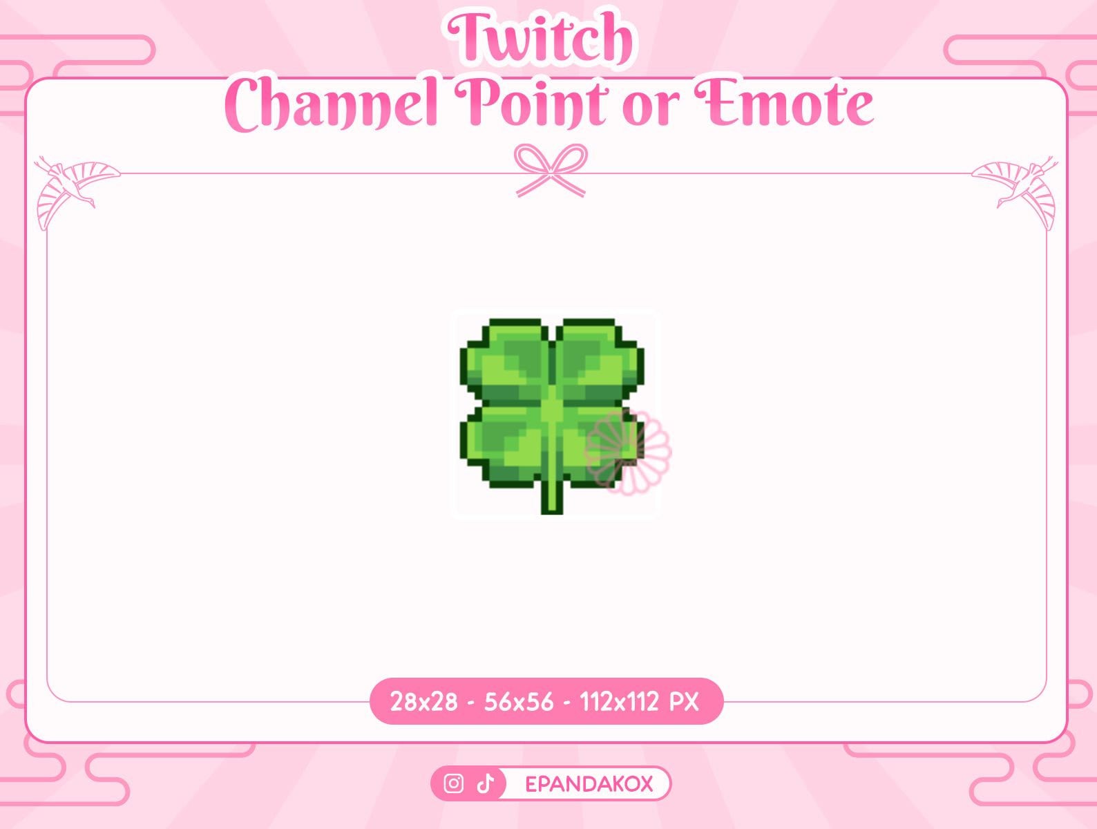 Pixel Four-leaf Clover Channel Points for Twitch, Shamrock Pixel Emote ...