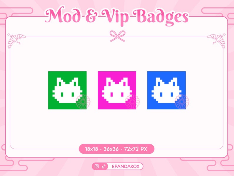 Cat Mod and Vip Sub Badges, Twitch VIP Badges, Twitch Animal Badges ...